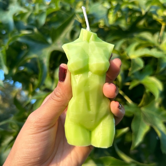 Accents | Green Geometric Goddess Candle Pia Colada Scented Candle ...